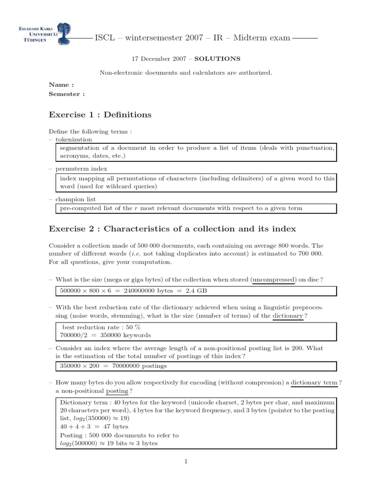 Midterm Sol | PDF | Search Engine Indexing | String (Computer Science)