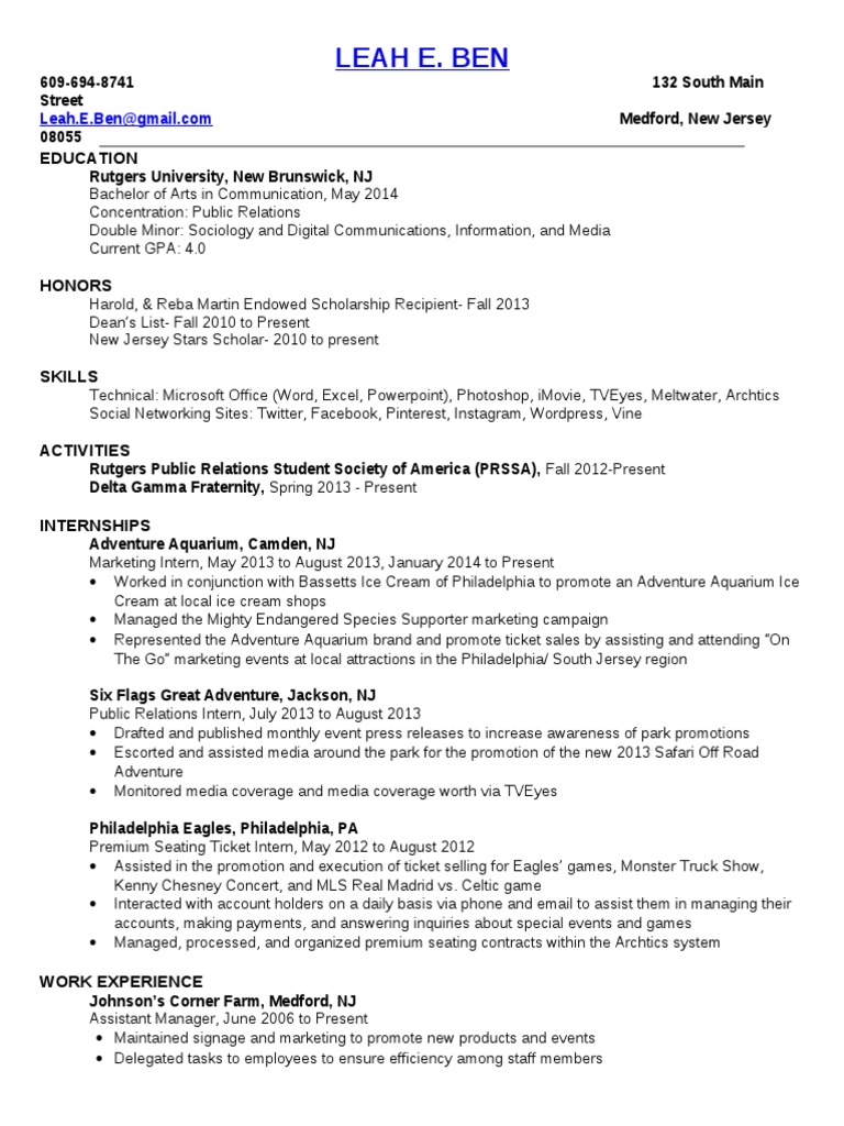 Leah Ben Resume 2014 | PDF | Social Science | Travel