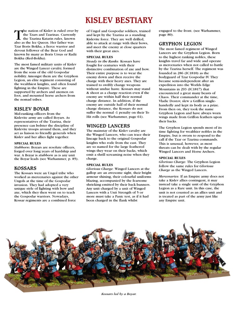 Warhammer Fantasy Kislev Allies Army List | Cavalry | Military