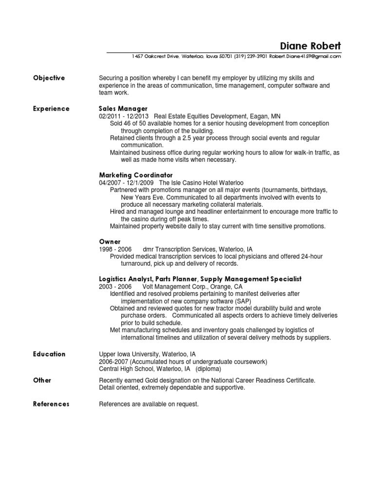 Diane Robert's Professional Resume | PDF | Career & Growth | Business