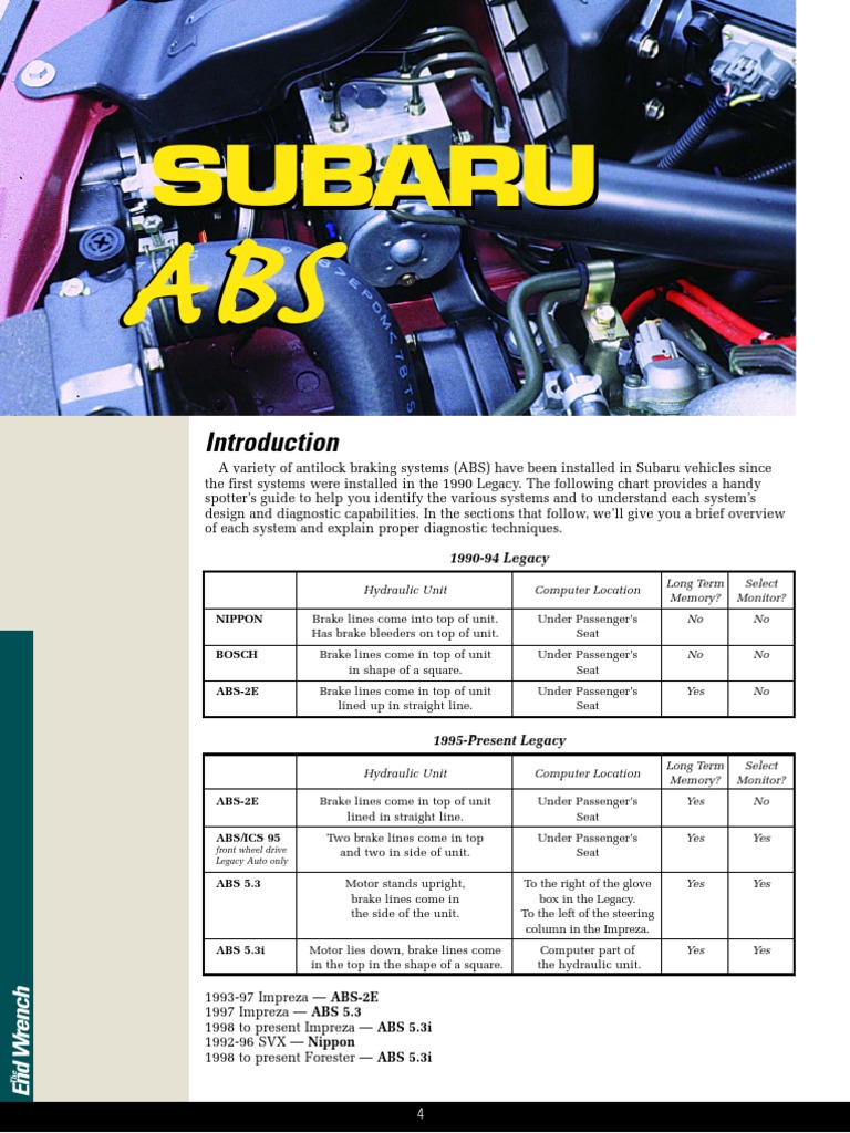 SUBARU Abs | PDF | Anti Lock Braking System | Valve