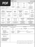 Bmat Physics Formula Sheet | PDF | Force | Mass