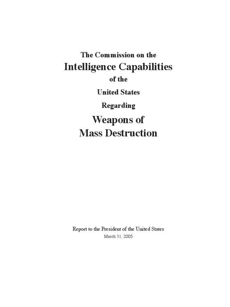 WMD Commission Report, 2005 | PDF | Weapons Of Mass Destruction ...