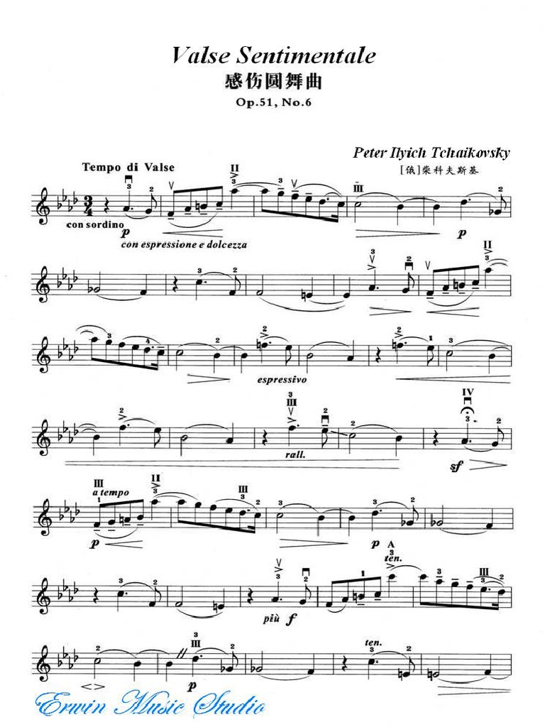 3392Violin Peter Ilyich Tchaikovsky Valse Sentimentale