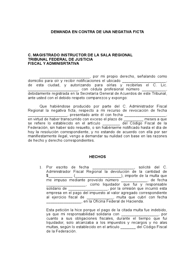 Demanda en Contra de Una Negativa Ficta | PDF | Unión Europea | Demanda ...