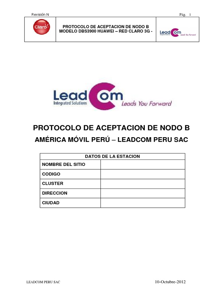 ATP - Protocolo de Aceptación UMTS NodeB DBS3900 Huawei-ATP - Rev N ...