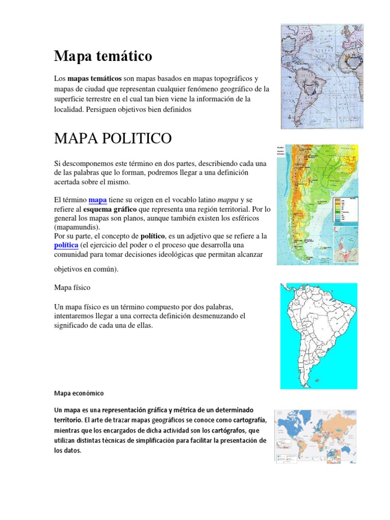 Definición Y Tipos De Mapas Temáticos Pdf Mapa Cartografía