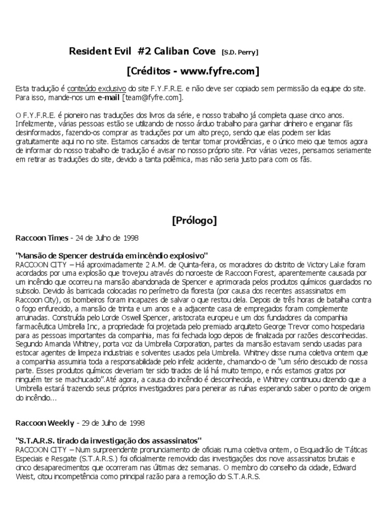 Resident Evil Vol-02 - Caliban Cove PDF | PDF | Resident Evil | Vírus