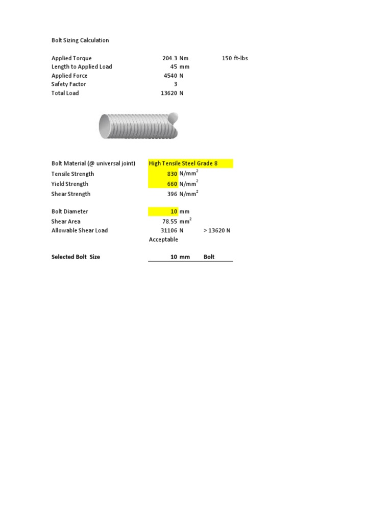Calculation - Bolt Size | PDF | Screw | Strength Of Materials