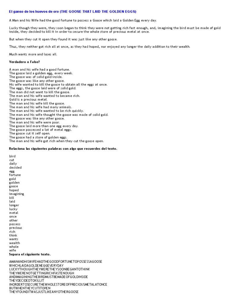 The Goose That Laid Golden Eggs | PDF