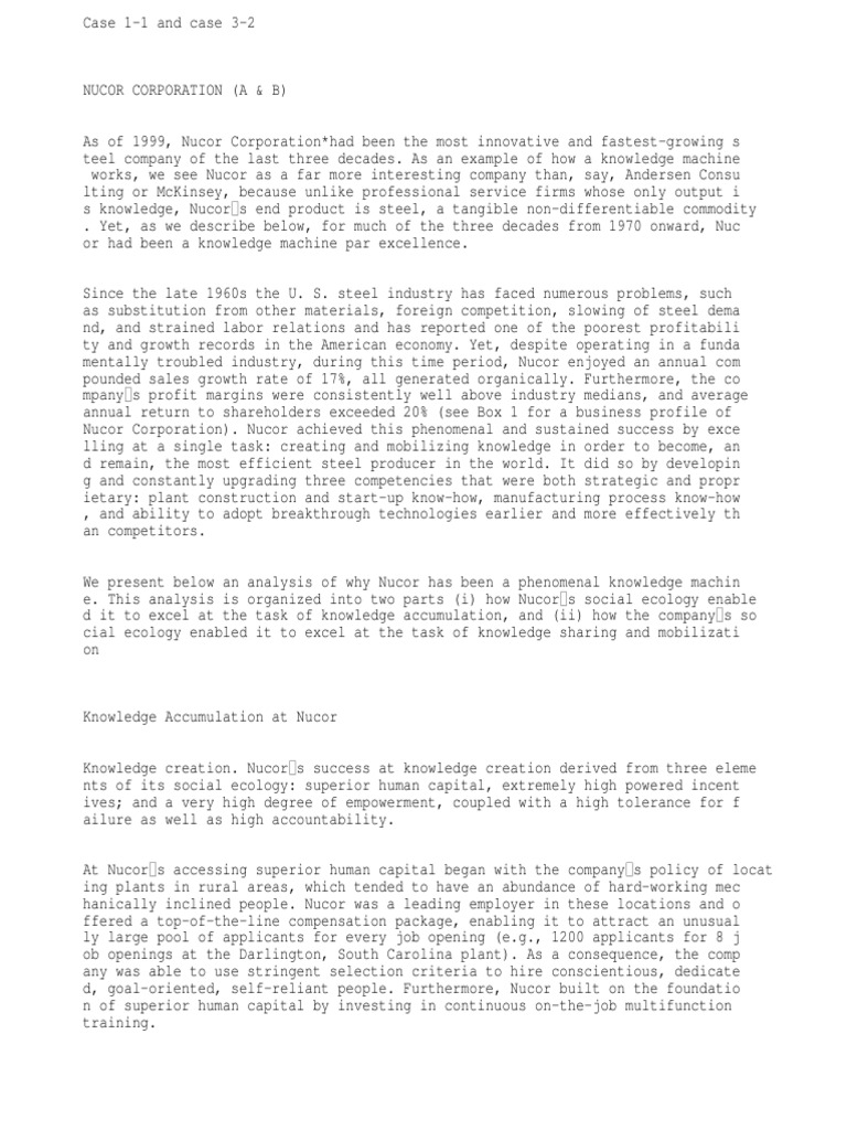 NUCOR | PDF | Incentive | Strategic Management