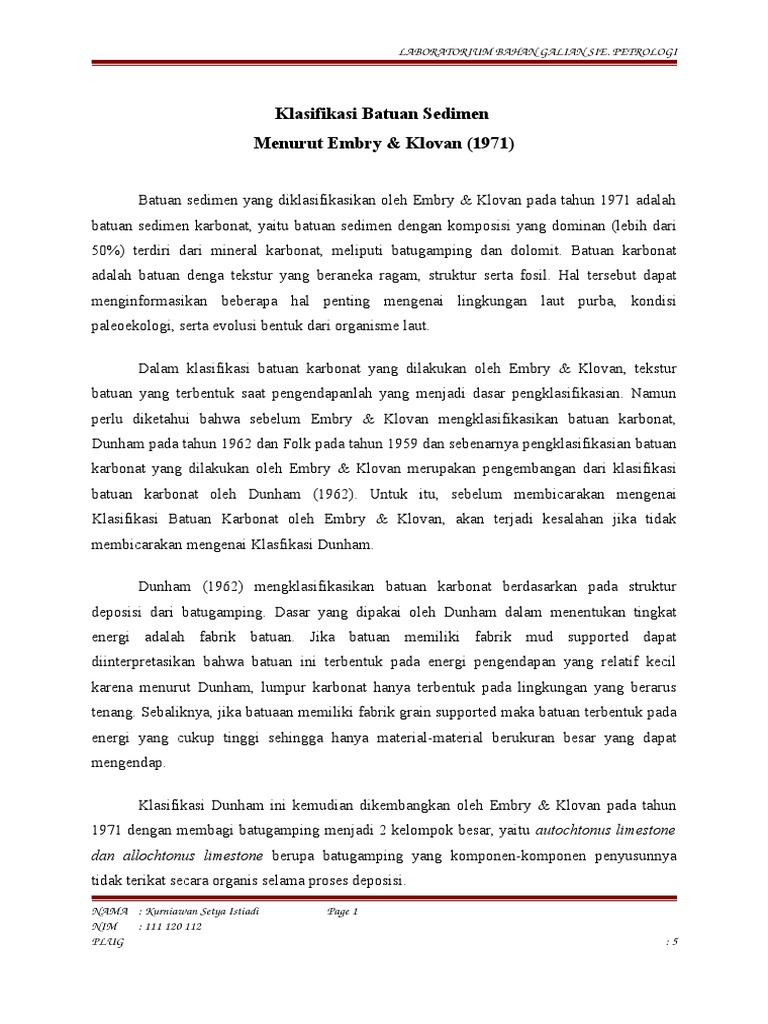 Klasifikasi Embry Klovan | PDF