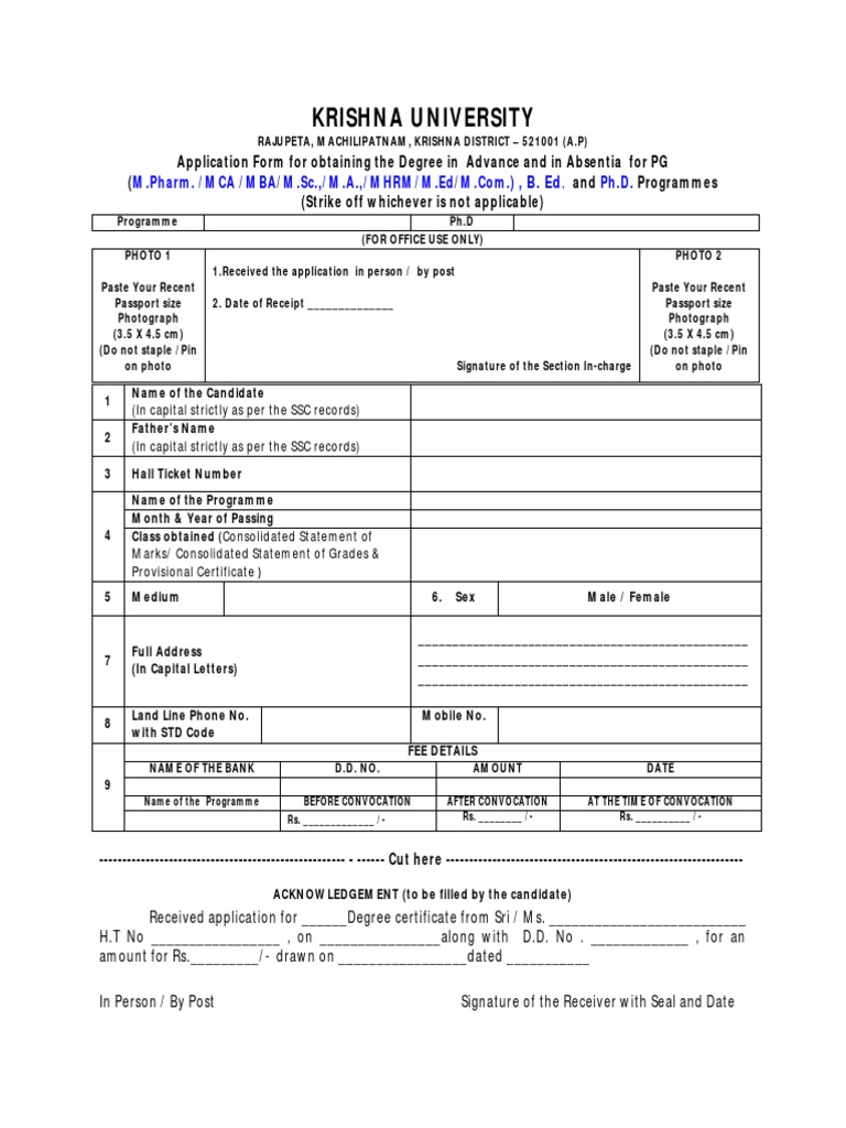 Application For Original Degree-2013 | PDF | Test (Assessment) | Academia