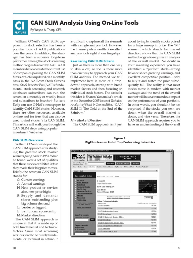 Can Slim Analysis Using On Line Tools | PDF | Market Trend | Stocks
