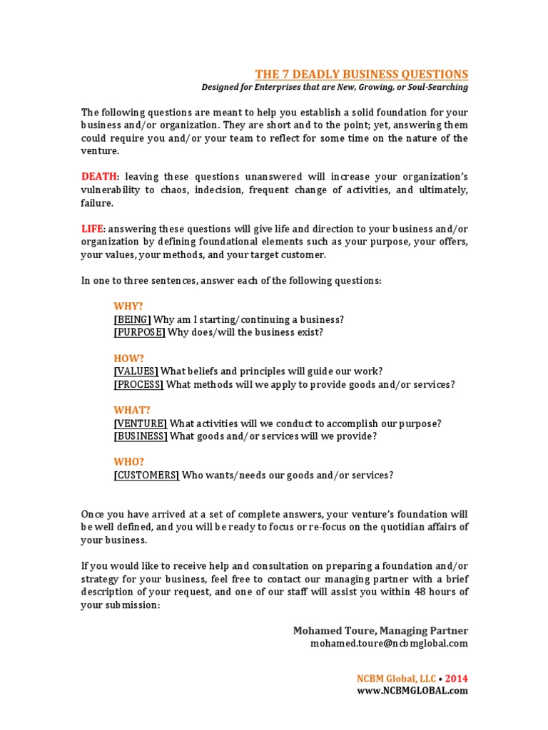 7 Key Business Questions Guide | PDF