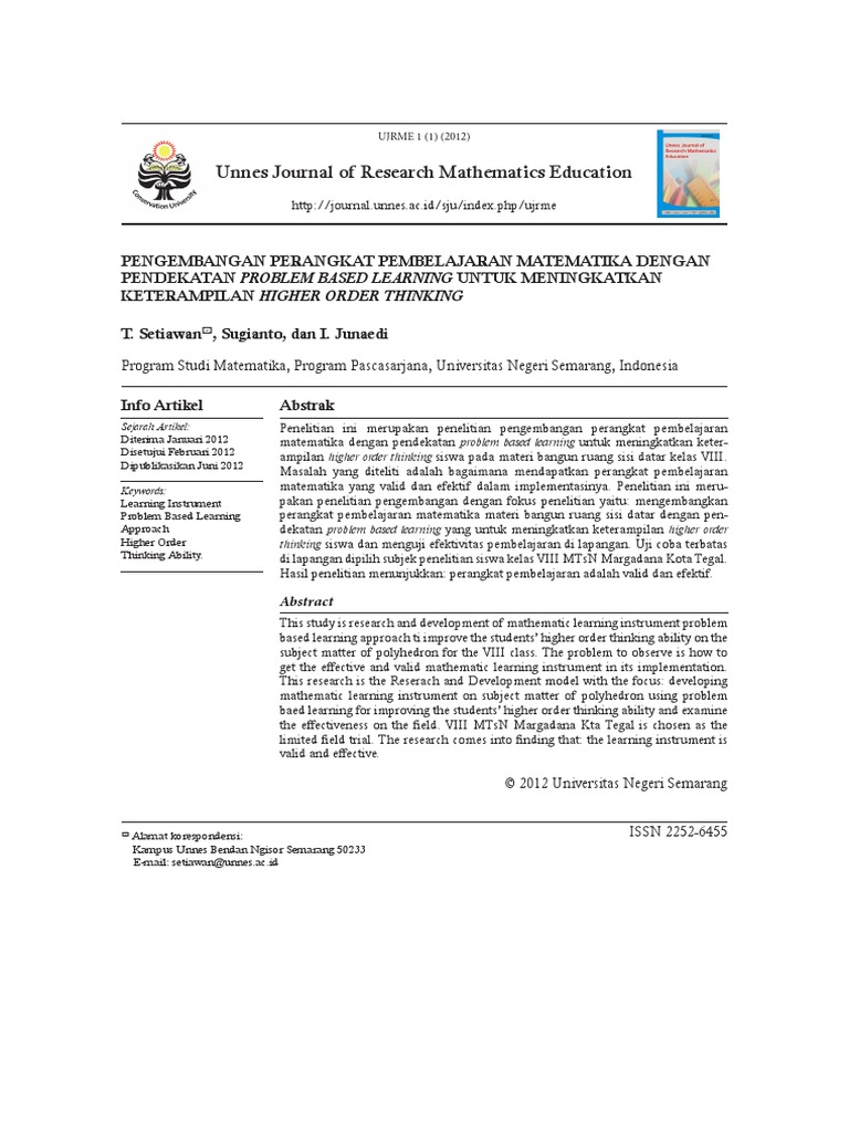 Jurnal PBL | PDF | Karier & Perkembangan | Sains & Matematika
