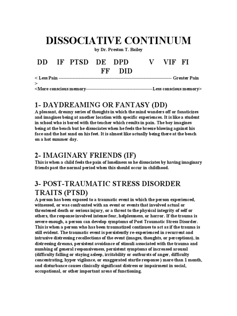 Dissociative Continuum | PDF | Psychological Trauma | Posttraumatic ...