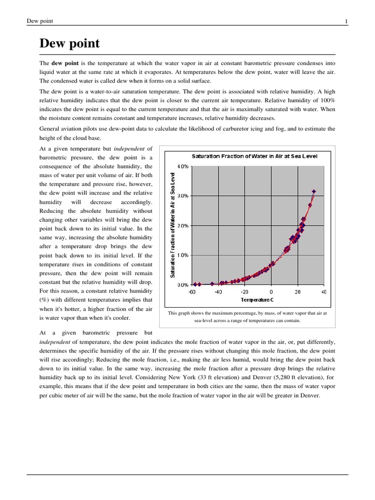 Dew Point | Download Free PDF | Humidity | Thermodynamic Properties