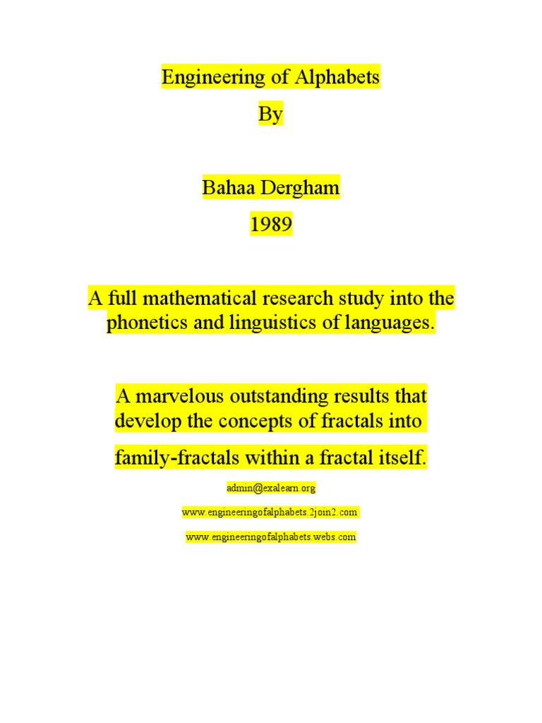 Engineering of Alphabets by Bahaa Dergham Montreal Math Quebec Canada ...