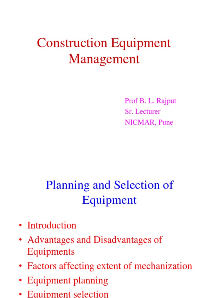 Construction Equipment Management Guide | PDF | Lease | Economies