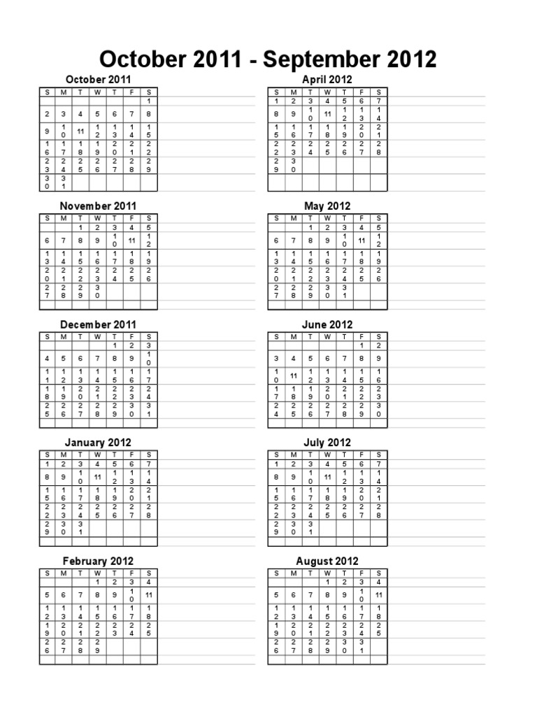 Printable 2011-2012 Calendar | PDF