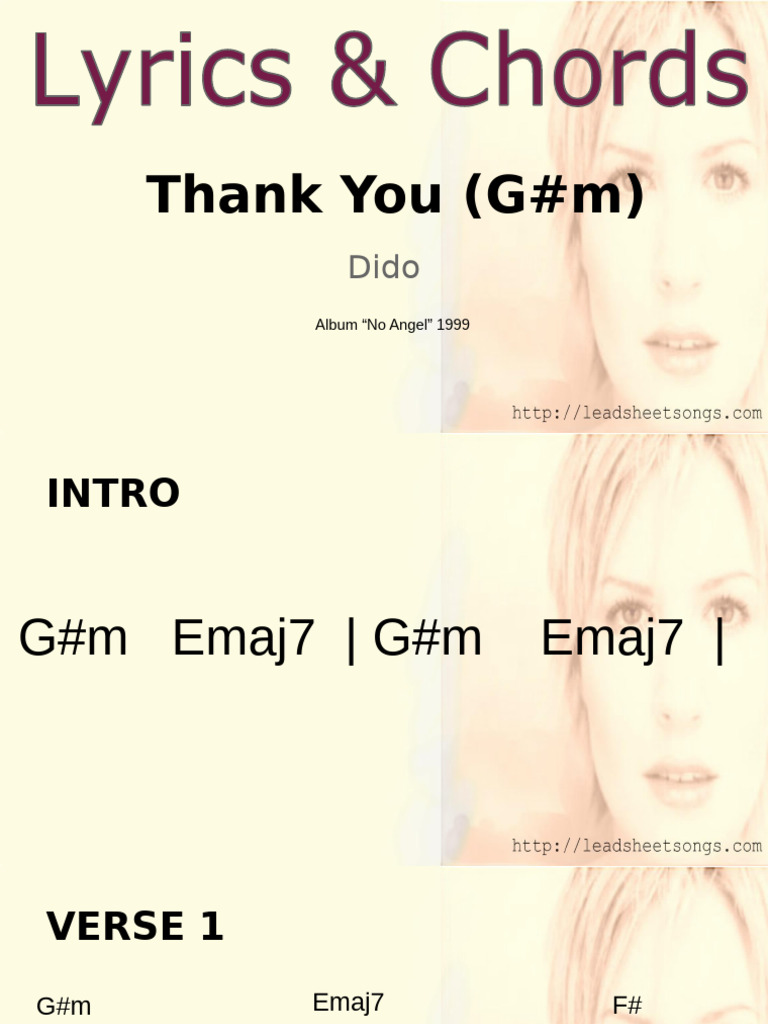 Thank You Dido Lyrics and Chords | PDF