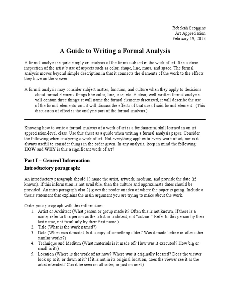 A Guide To Writing A Formal Analysis | PDF | Cognitive Science