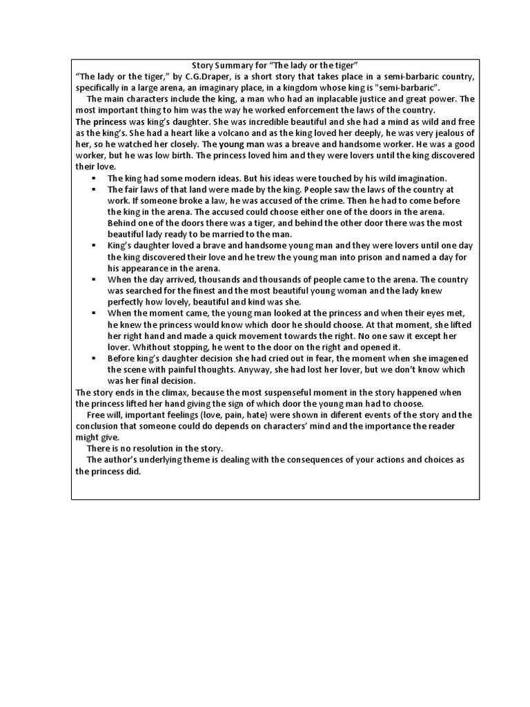 The Lady or The Tiger | PDF