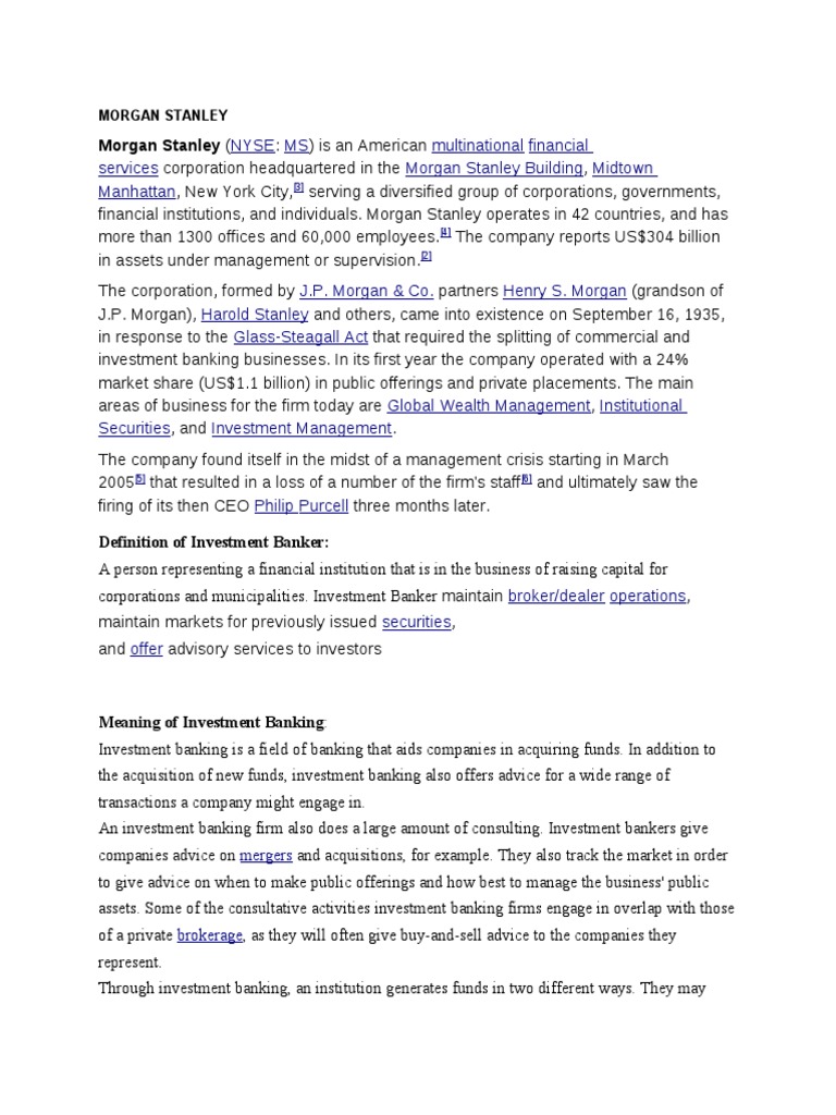 Morgan Stanley: A Brief History and Overview of a Leading Investment ...