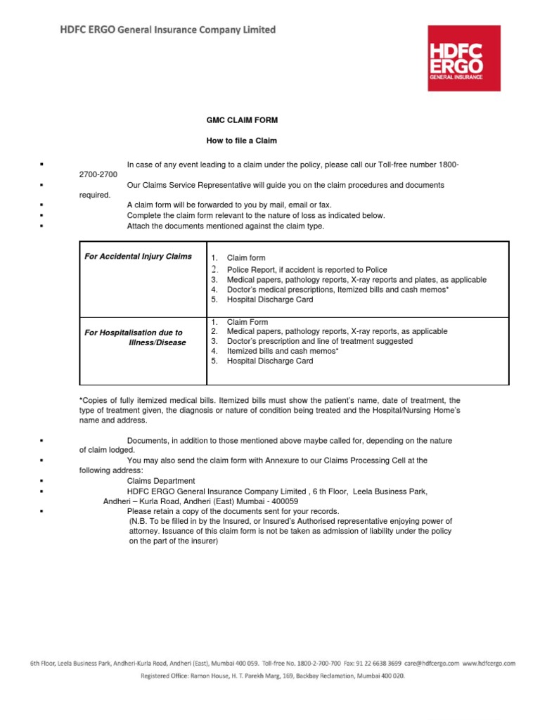 GMC Claim Form How To File A Claim | PDF | Hospital | Insurance