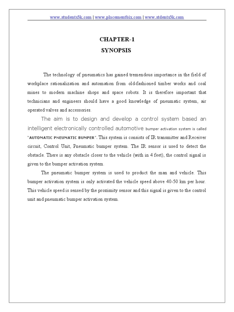 Automatic Pneumatic Bumper For Four Wheeler Final Year Ieee Mech ...