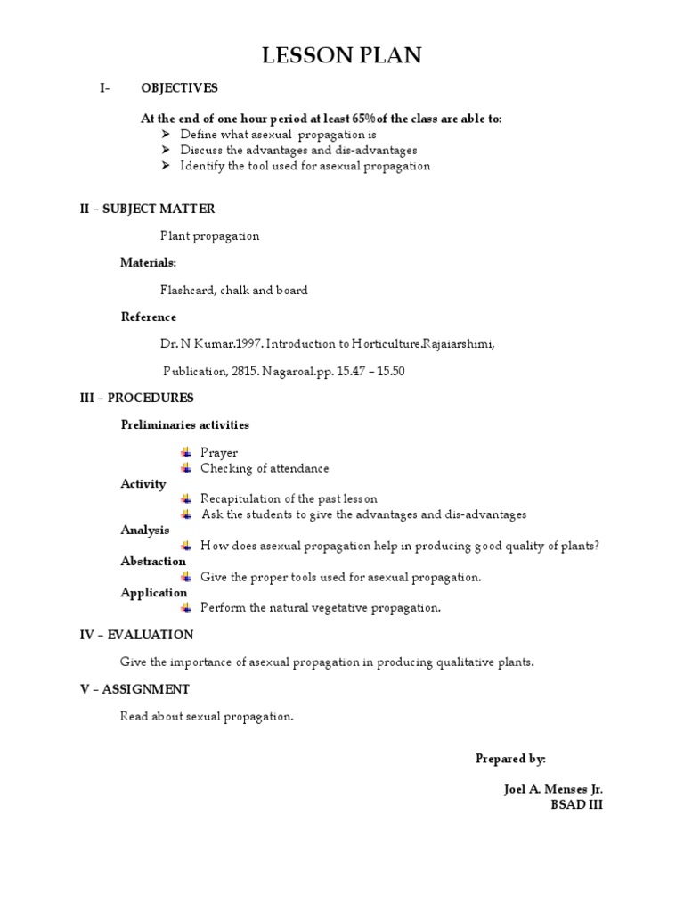 Asexual Plant Propagation Lesson Plan | PDF | Science & Mathematics