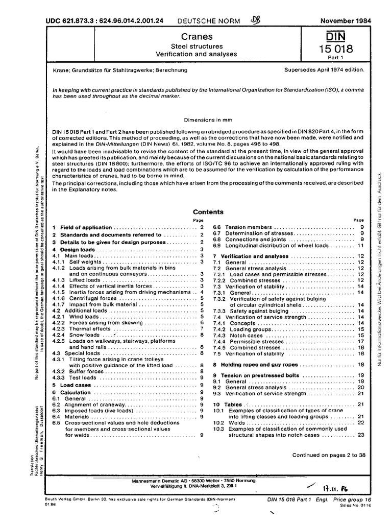 DIN 15018 Part 1 | PDF