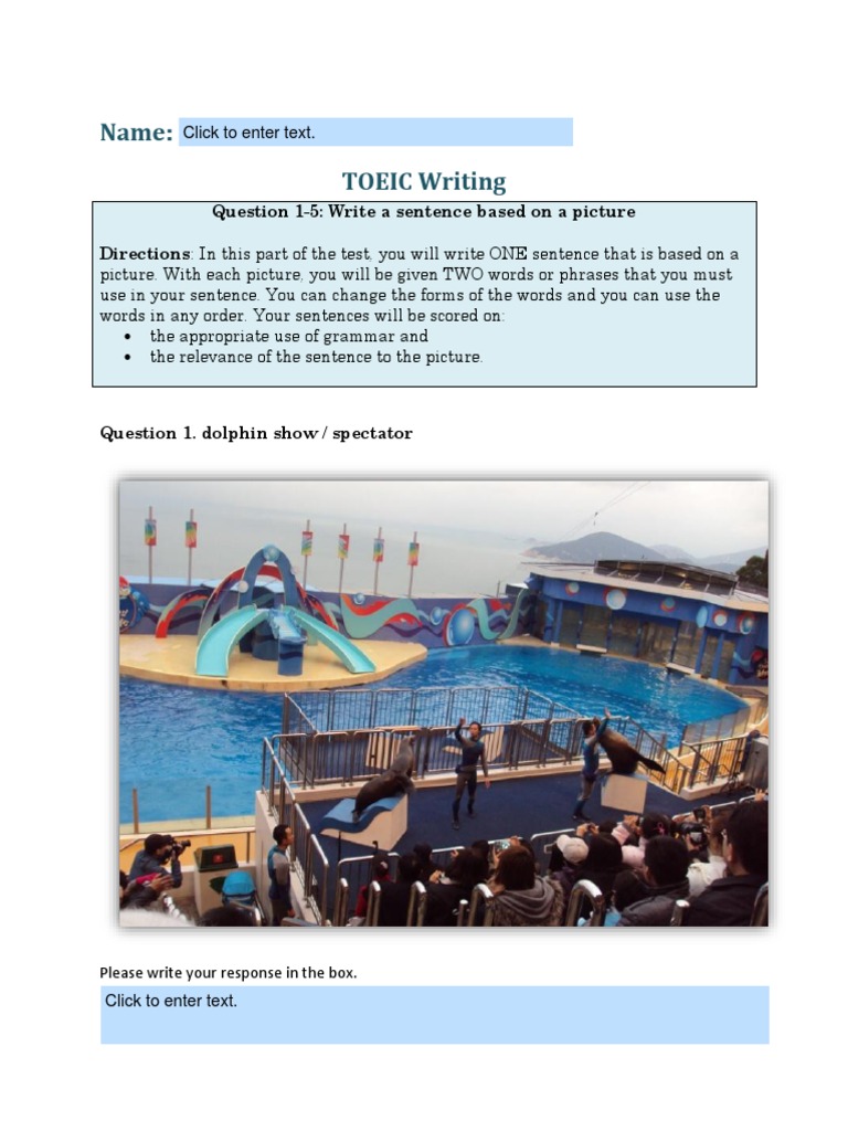 TOEIC Writing Test Exercise | PDF | Email | Question
