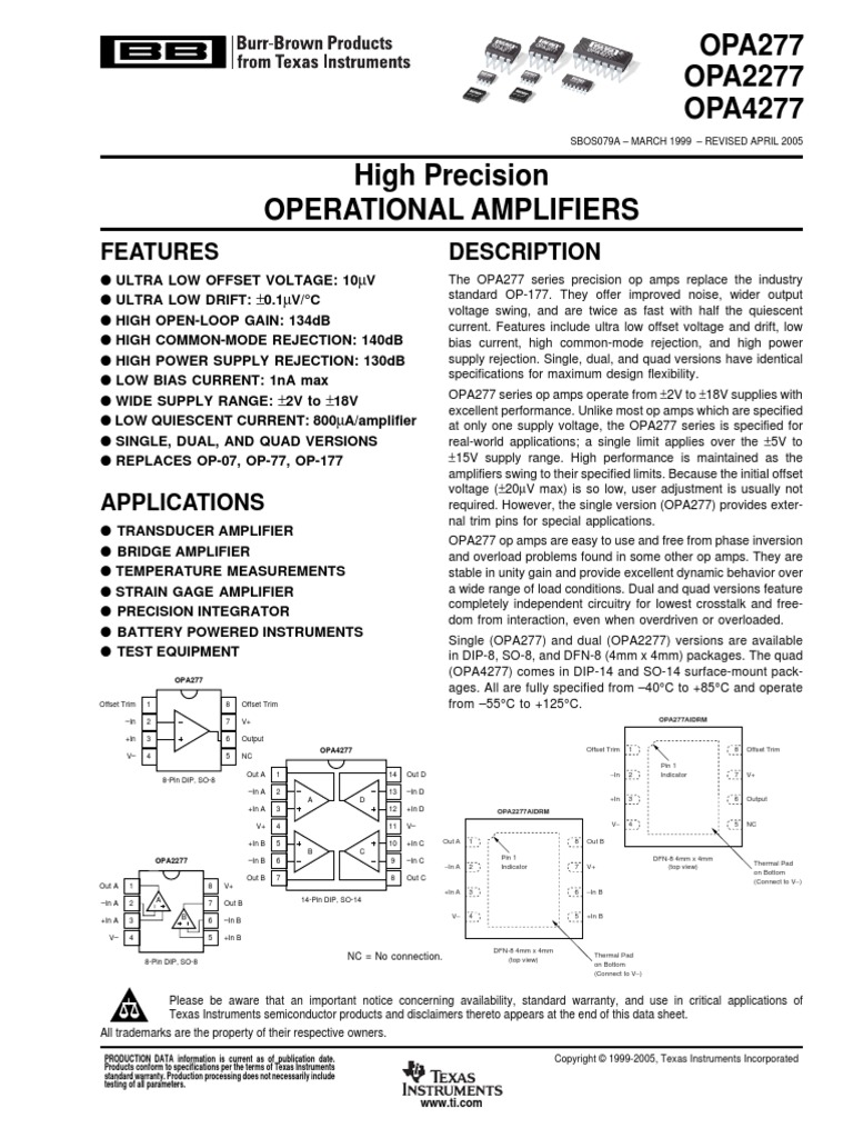 Opa 2277 | Operational Amplifier | Amplifier
