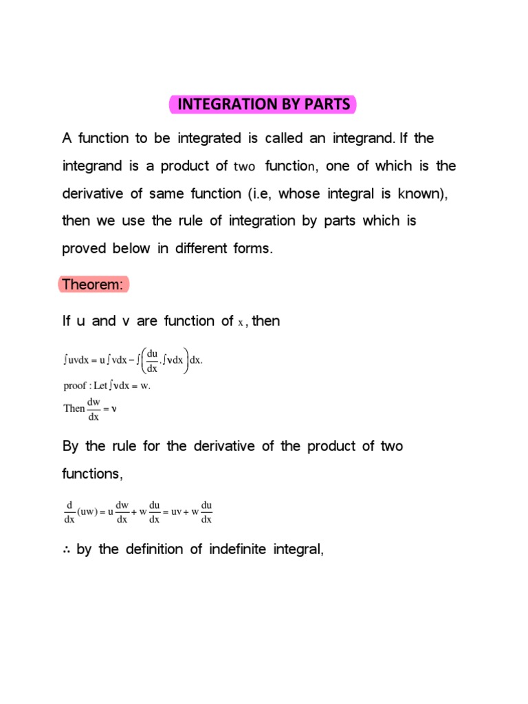 A Comprehensive Guide to Integration by Parts: Proving the Formulas ...