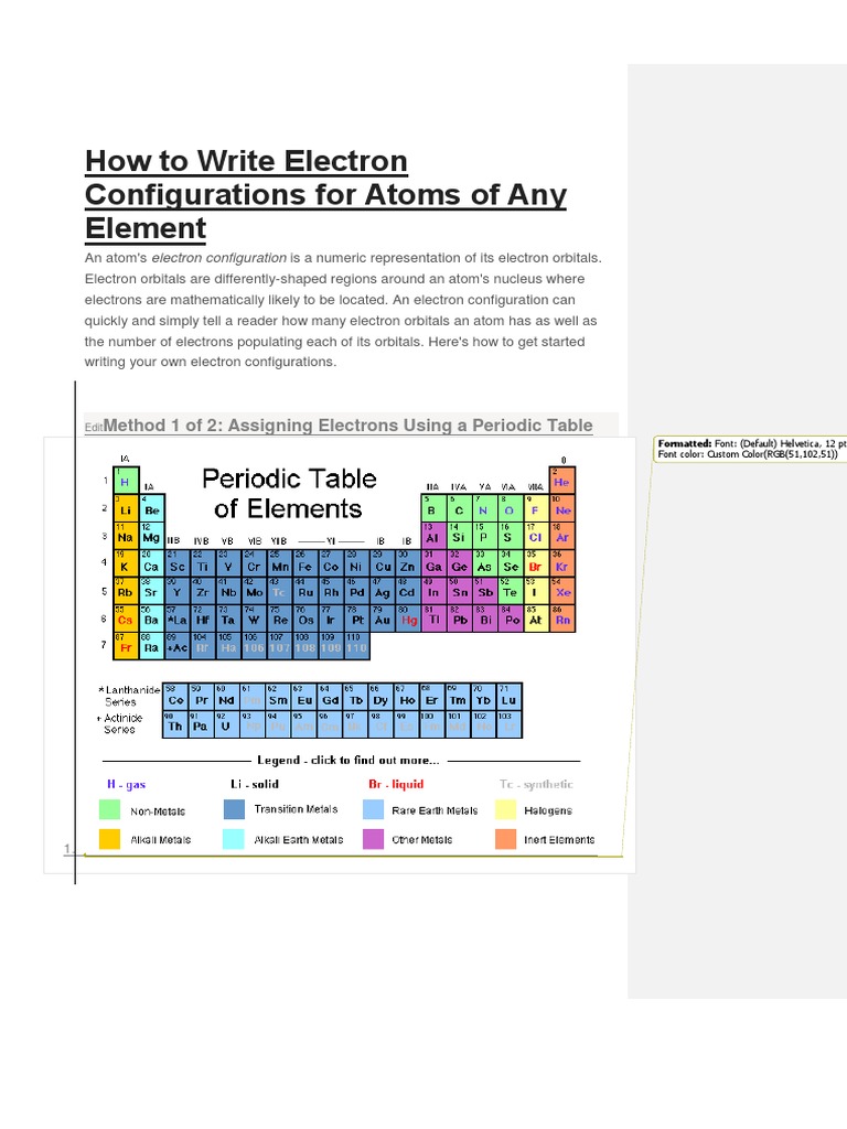 Writing Electron Configurations Guide | PDF | Electron Configuration ...