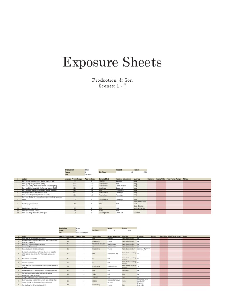 Exposure Sheet Book | PDF | Nature