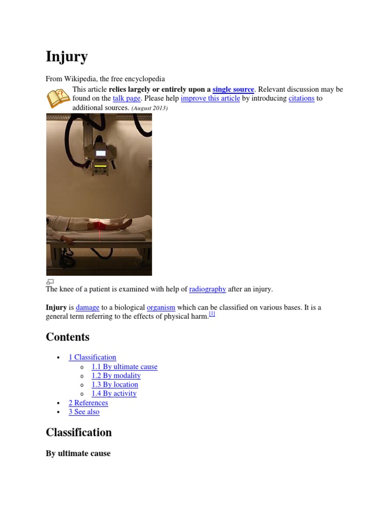 Types and Classifications of Injuries | PDF