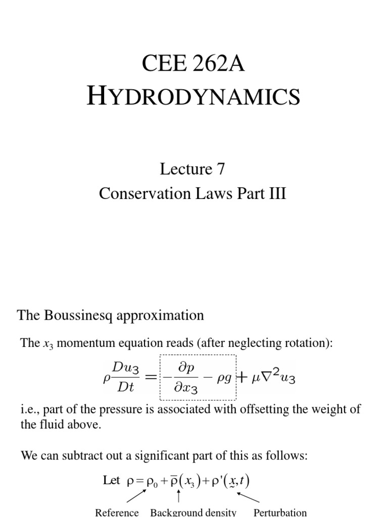 Boussinesq approximation - Lecture7 | Navier–Stokes Equations | Motion ...