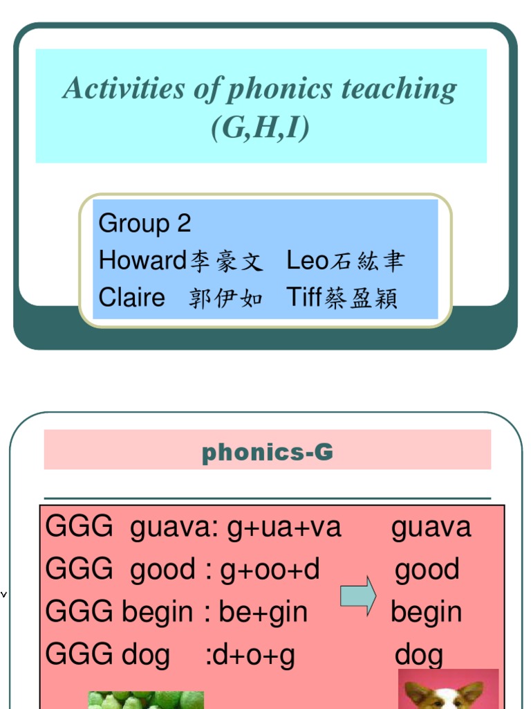 Activities of phonics teaching (G,H,I) : Group 2 Howard李豪文 Leo石紘聿 ...