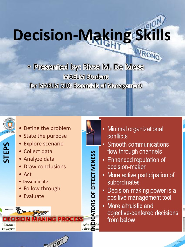 Decision Making Skills | PDF | Decision Making | Information