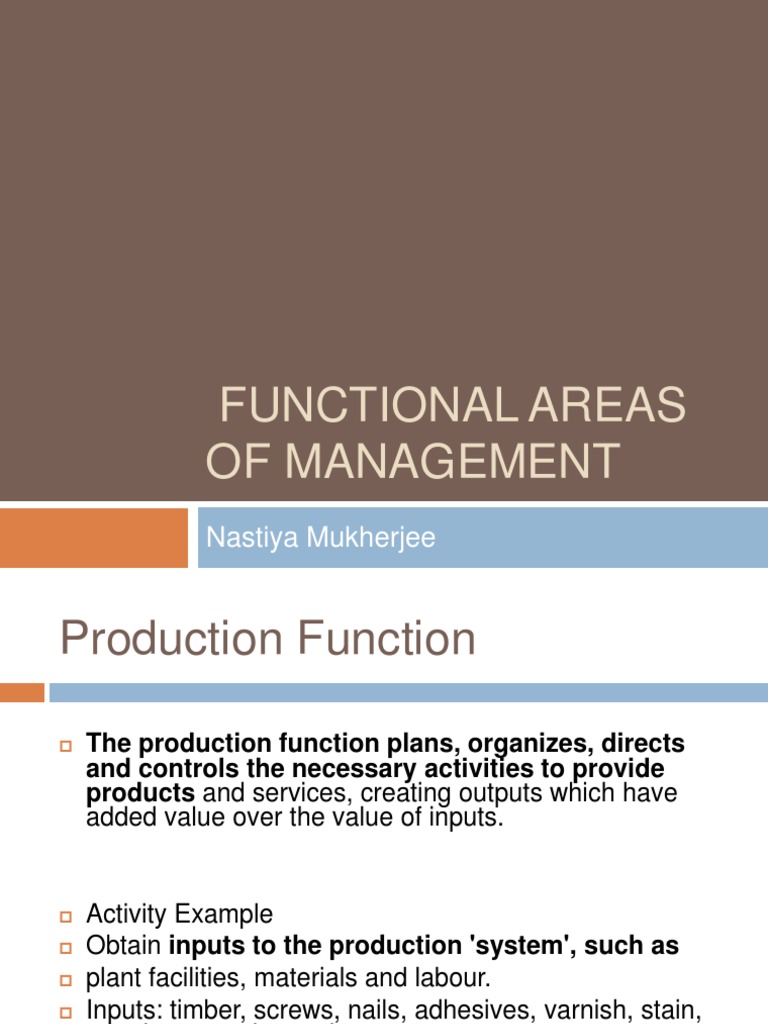 Functional Areas of Management | PDF | Production Function | Sales