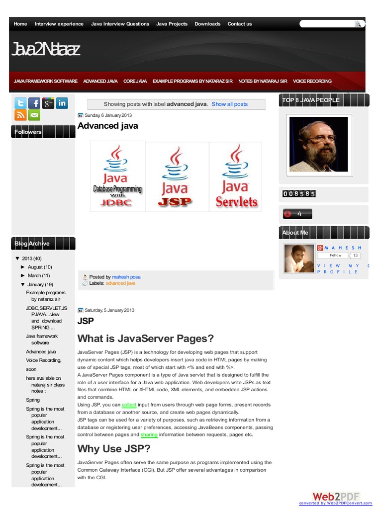 JSP Notes | PDF | Java Server Pages | Java Servlet