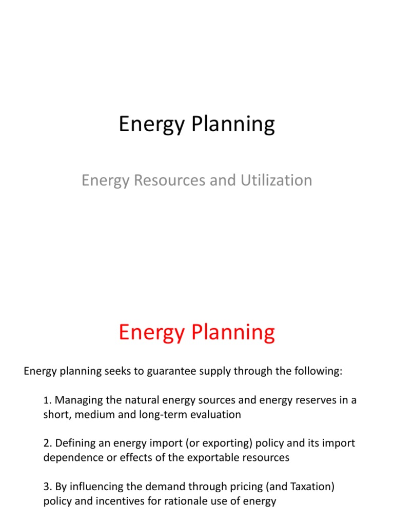 Energy Planning: Energy Resources and Utilization | PDF | System ...