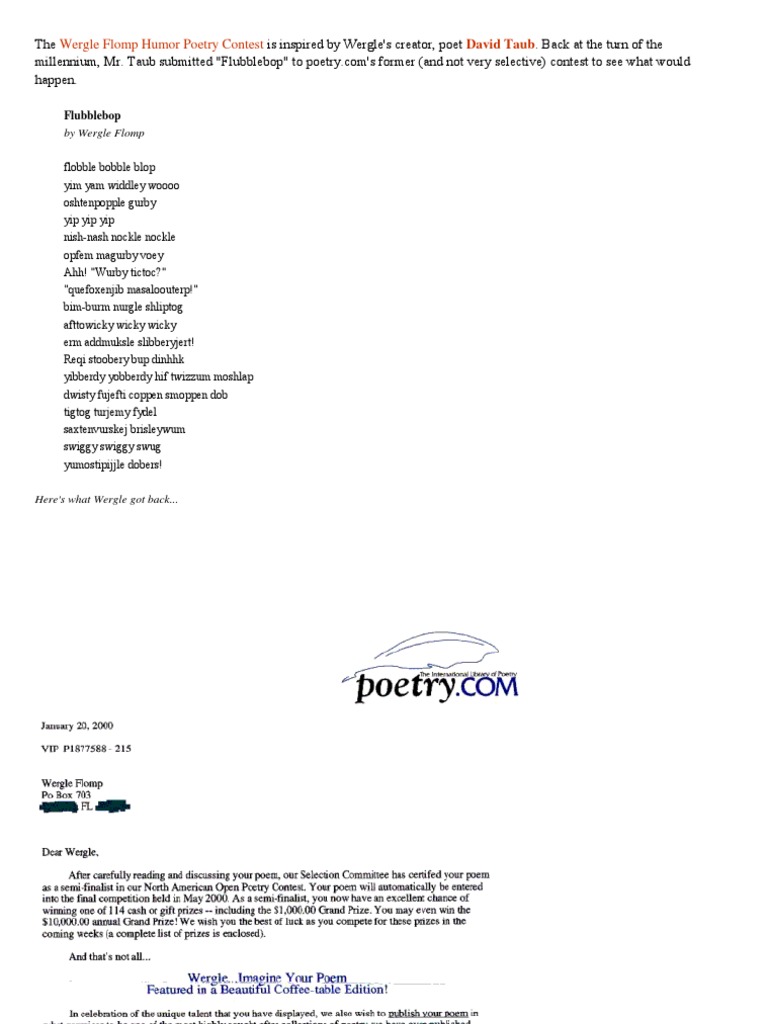 Wergle Flomp - The Poems That Started It All | PDF | Poetry | Books