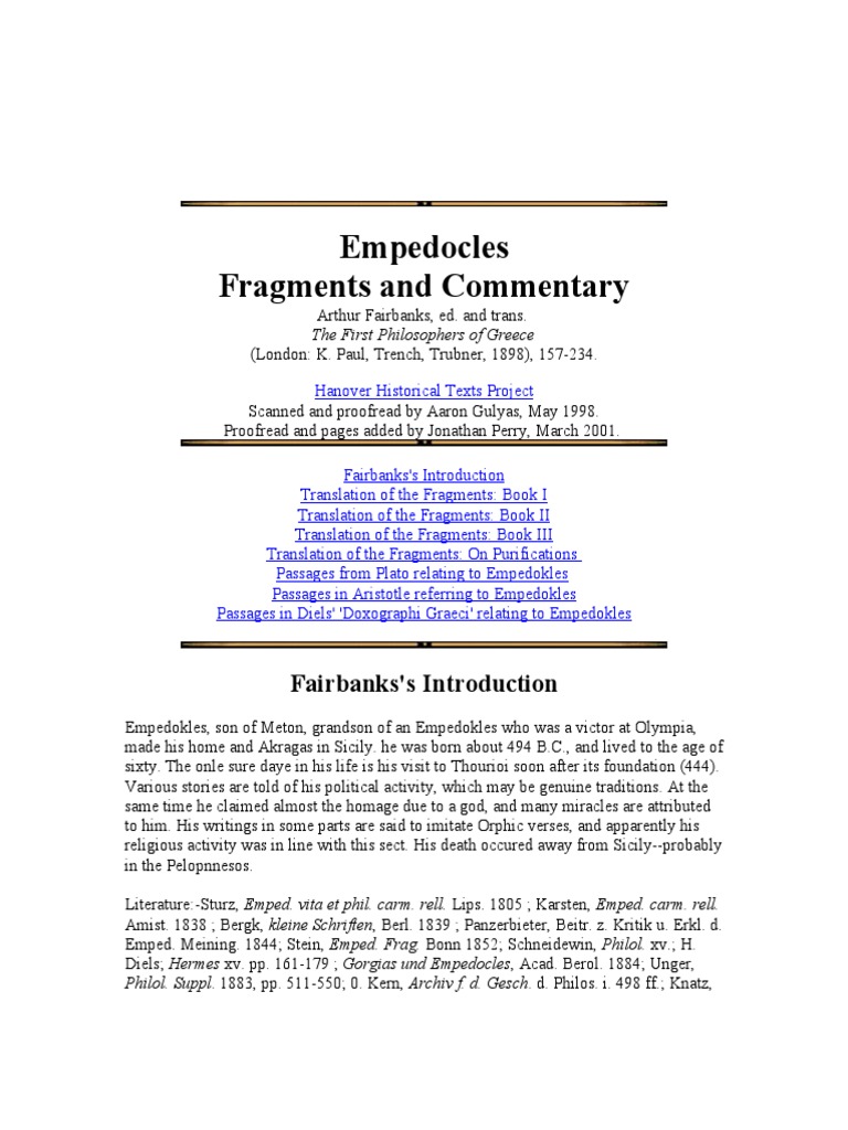 Empedokles: Philosopher, Not God | PDF | Sphere | Moon