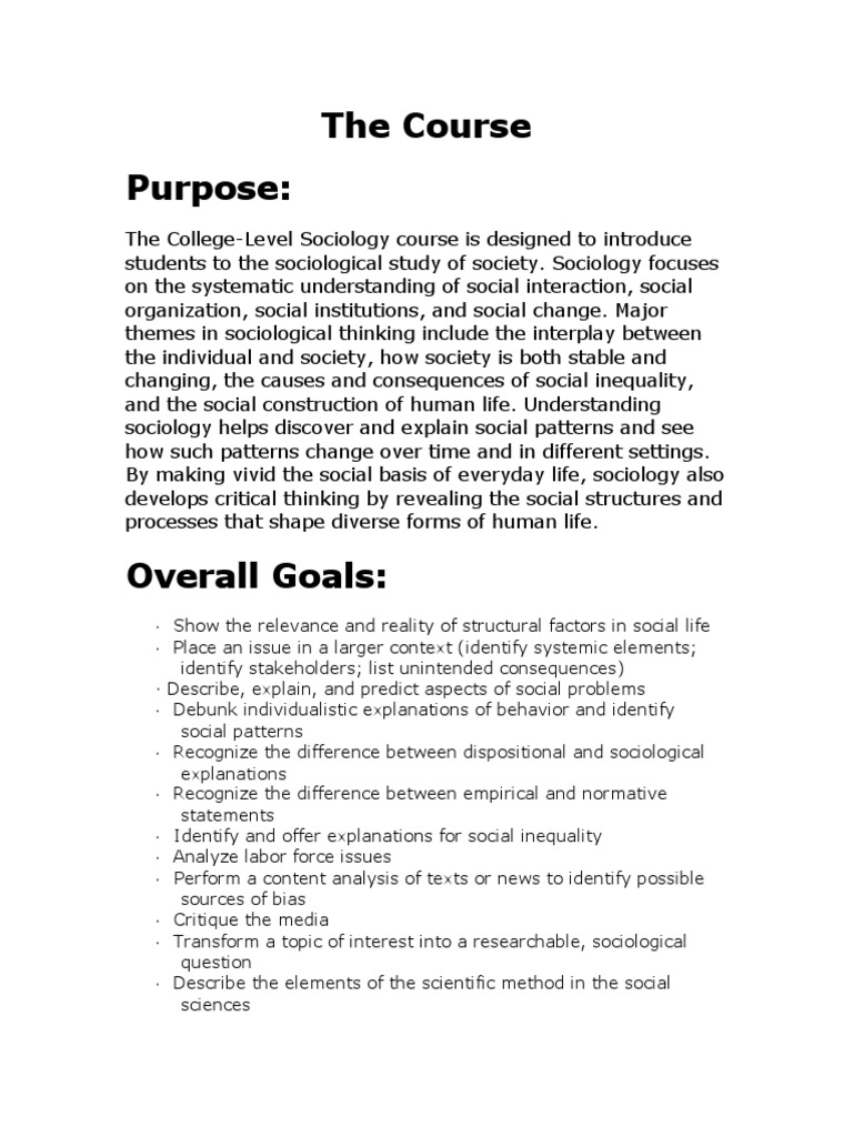 The Course Purpose | Download Free PDF | Social Inequality ...