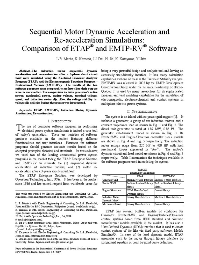 Sequential Motor Dynamic Acceleration and Re-Acceleration Simulations ...