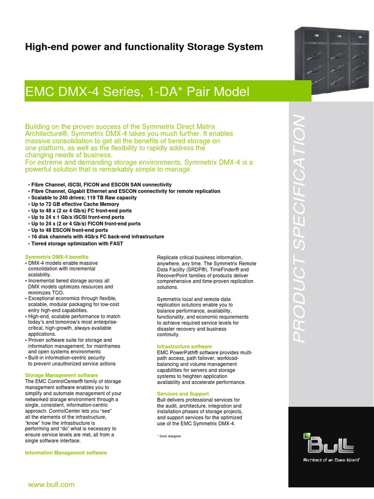 EMC DMX-4 Series, 1-DA Pair Model: High-End Power and Functionality ...
